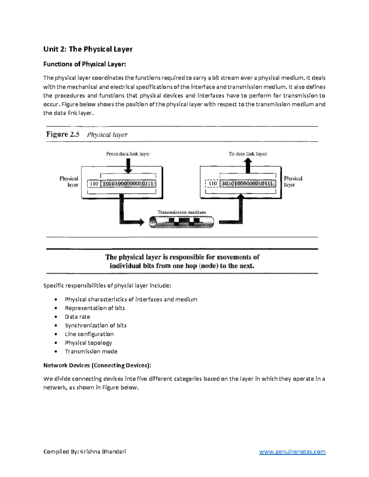 Unit 2 The Physical Layer 1 - Unit 2: The Physical Layer Functions of ...