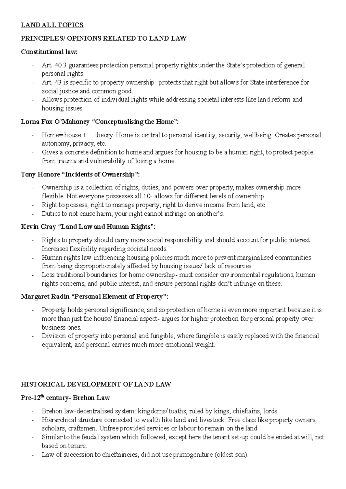 LAND ALL Topics - summary guide semester 1 - LAND ALL TOPICS PRINCIPLES ...