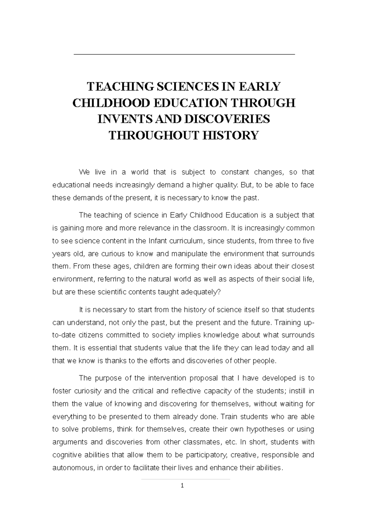 Teaching Sciences IN Early Childhood Education Through Invents AND ...