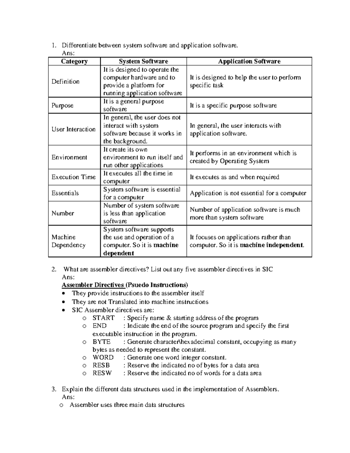 Ktu S5 System Software Model Qp Differentiate Between System Software And Application Software