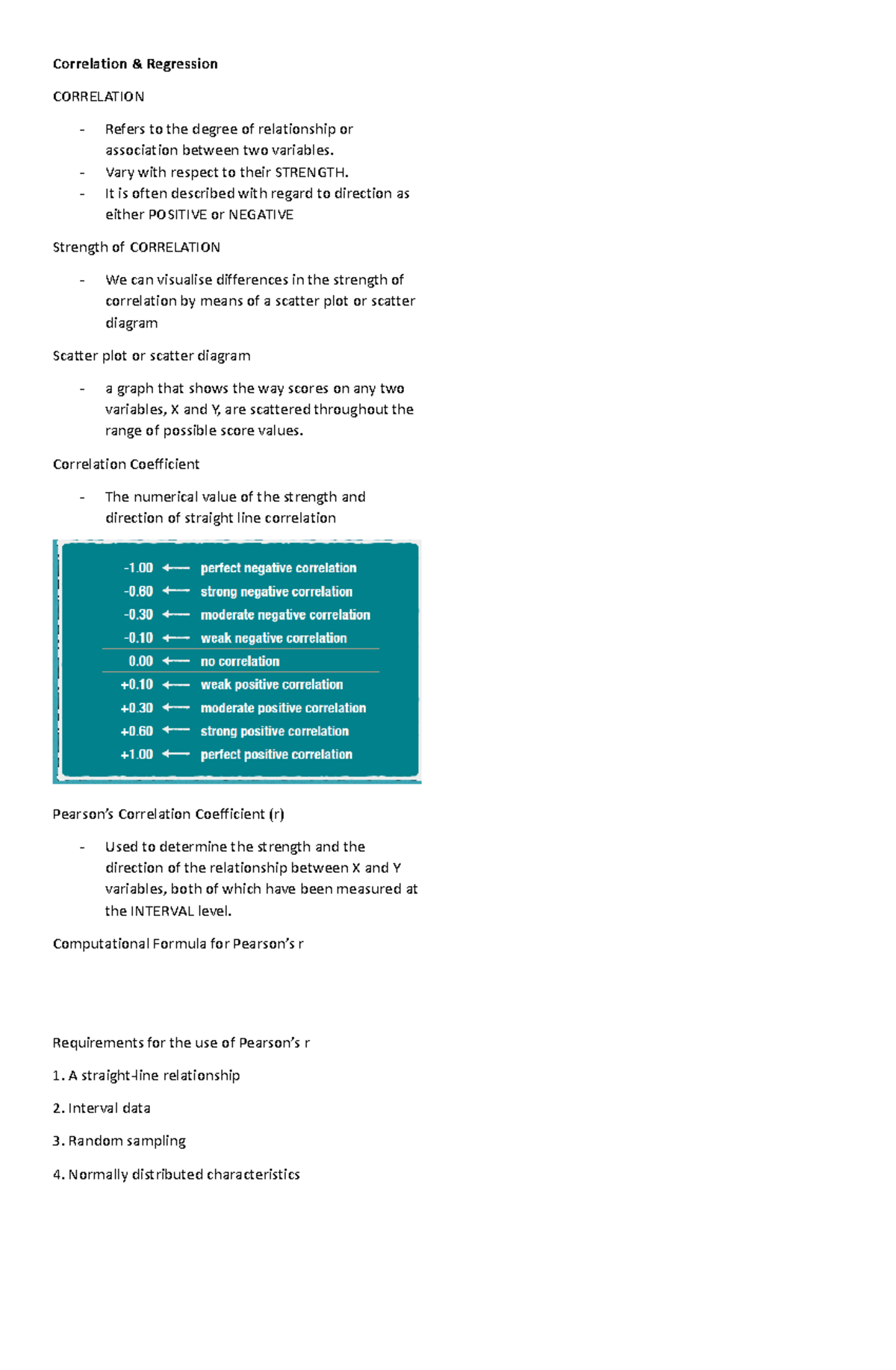 Correlation - Vary with respect to their STRENGTH. - It is often described with regard to ...