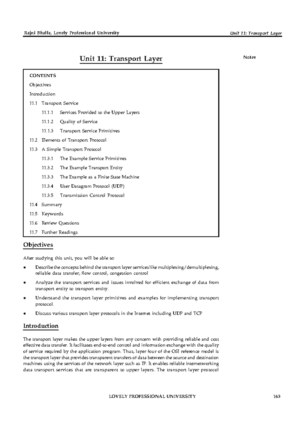 Computer Networks chapter 11 - Unit 11: Transport Layer Unit 11 ...