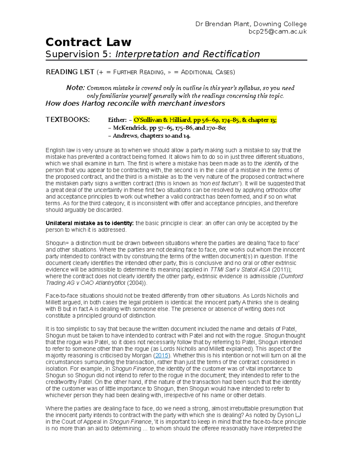 CLS5 interpretation and rectification - ####### Dr Brendan Plant ...