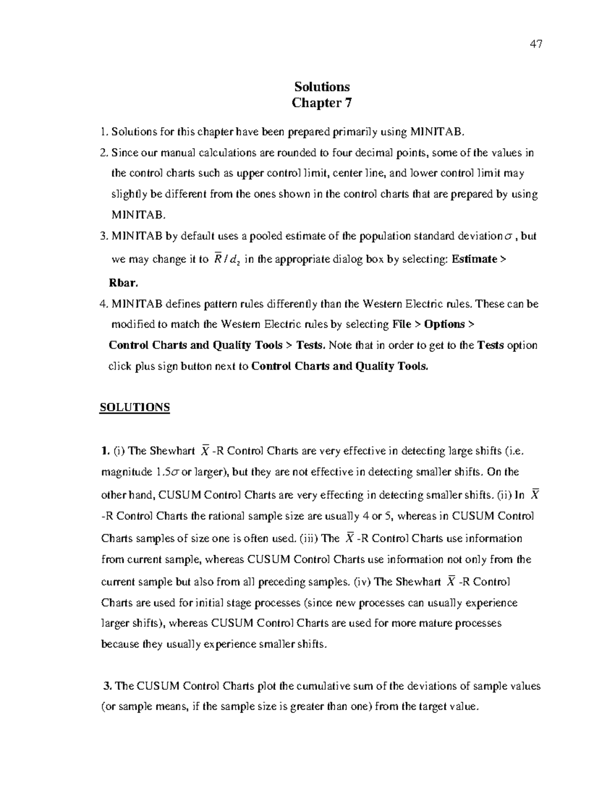 Ch07 - statistical quality control - Solutions Chapter 7 Solutions for ...