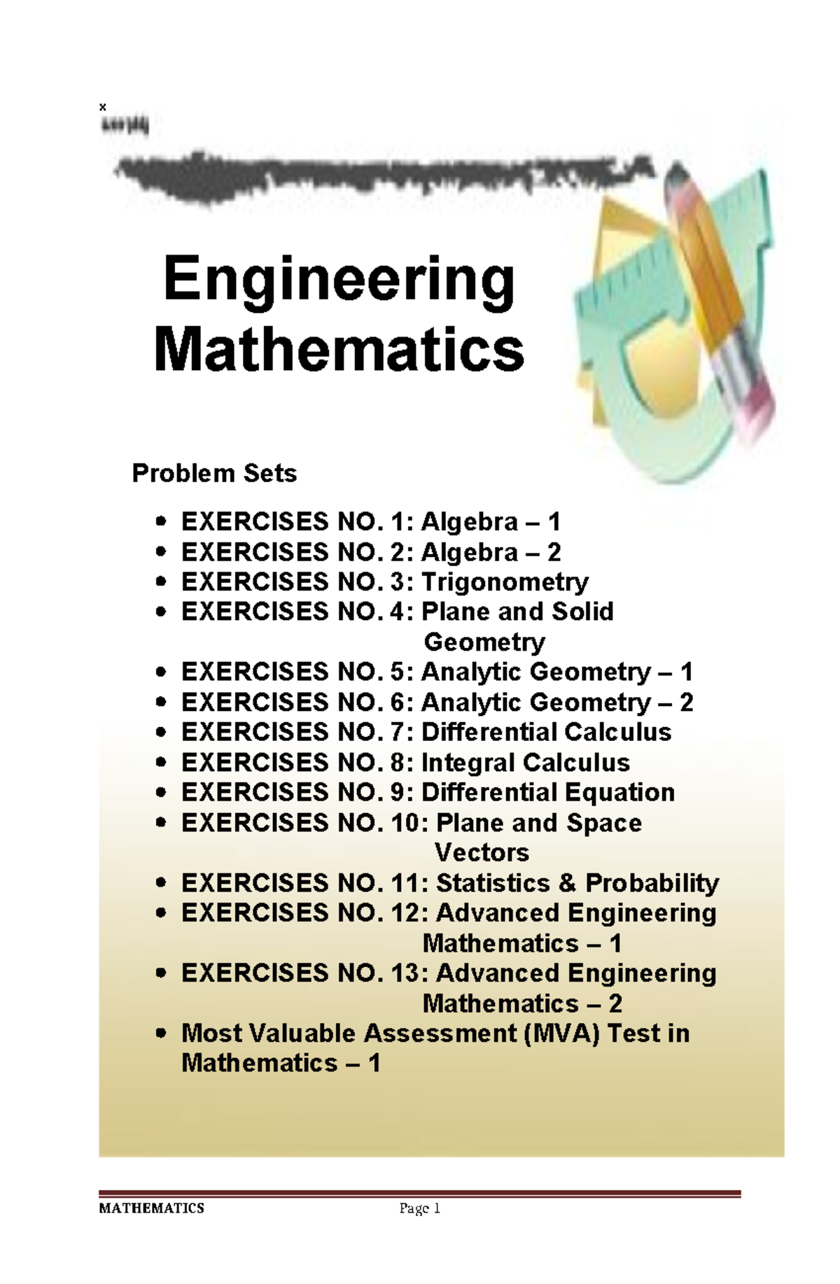 Mathematics-Problem-Sets - x Engineering Mathematics Problem Sets ...