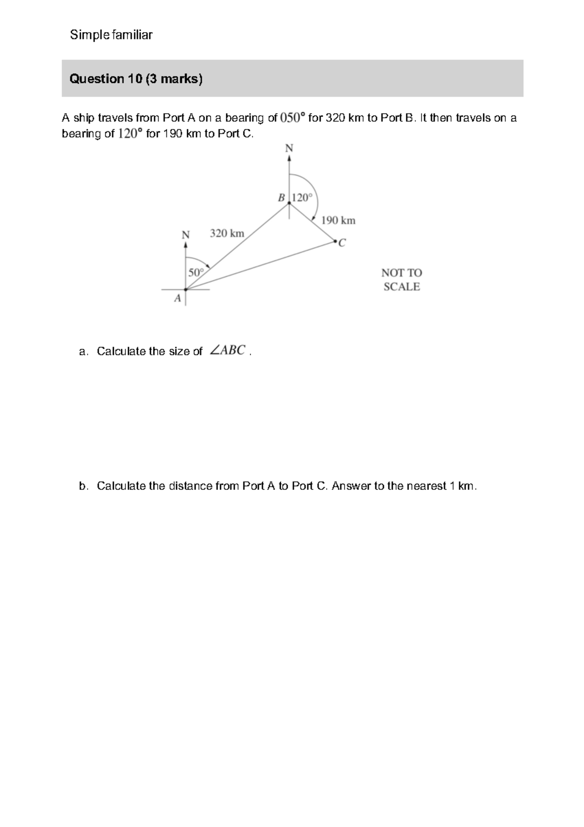Practice IA3 Mathematics Methods Exam Tech Active - Simple familiar A ship travels from Port A ...