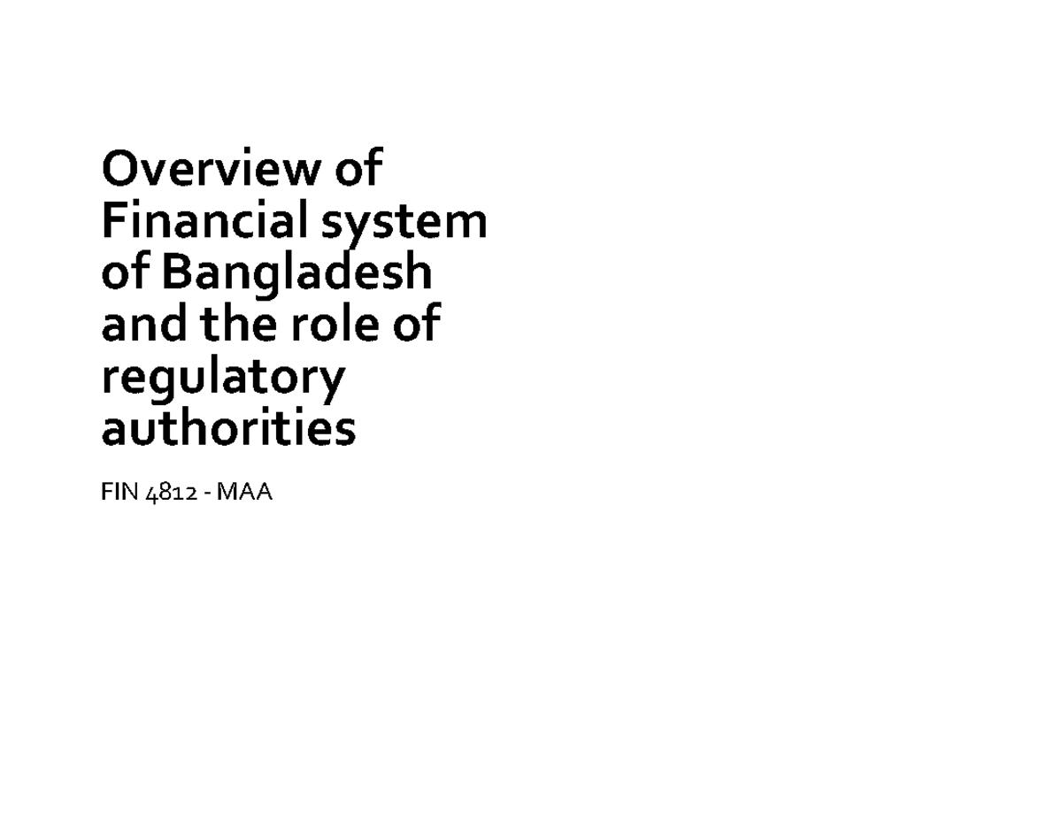 how to download thi - Overview of Financial system of Bangladesh and ...