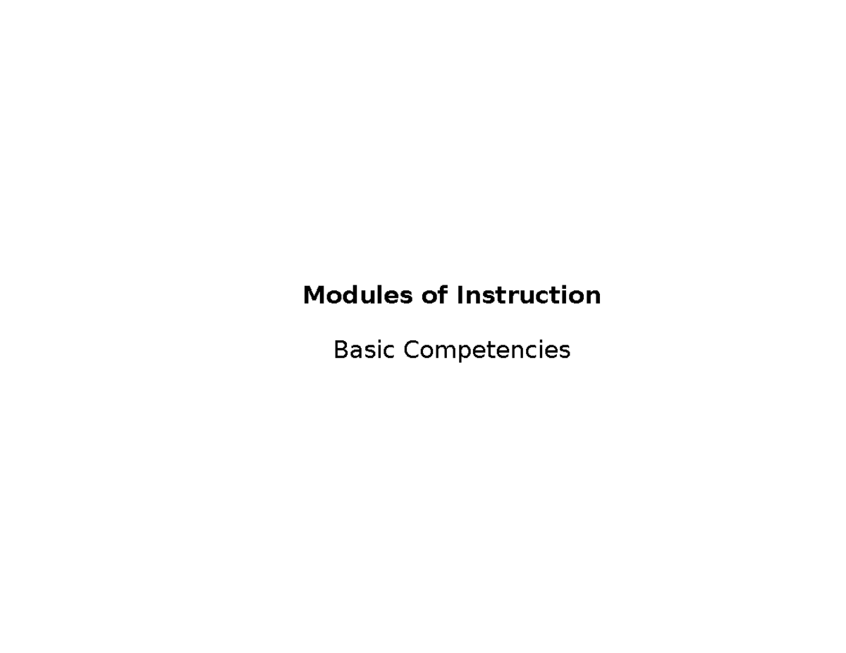 CBC SMAW NEW Normal - CBC - Modules of Instruction Basic Competencies Unit of Competency: - Studocu