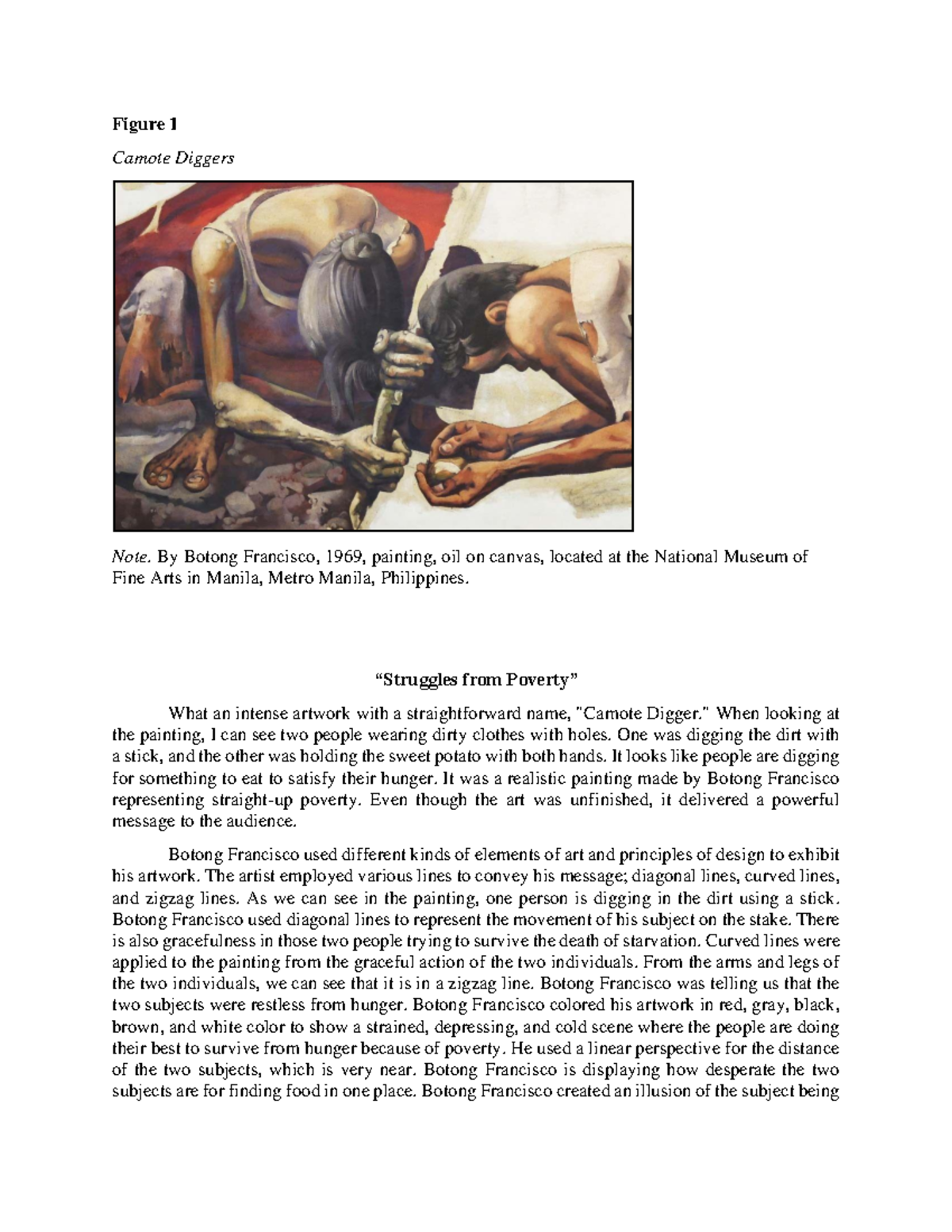 Analysis on Camote Diggers - Figure 1 Camote Diggers Note. By Botong Francisco, 1969, painting ...