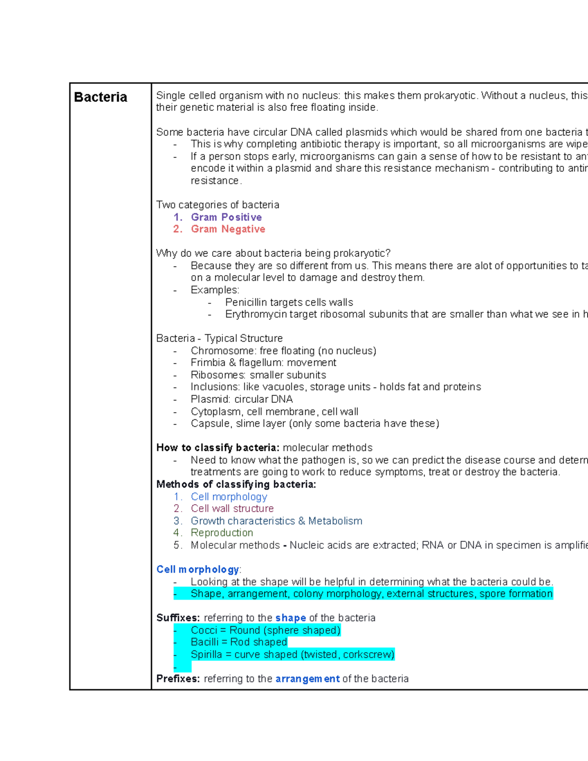 Bacteria notes - microbiology - Bacteria Single celled organism with no ...
