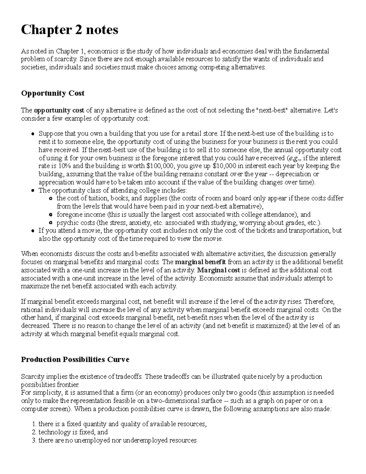 Chap 2 microeconomics notes - Chapter 2 notes As noted in Chapter 1 ...