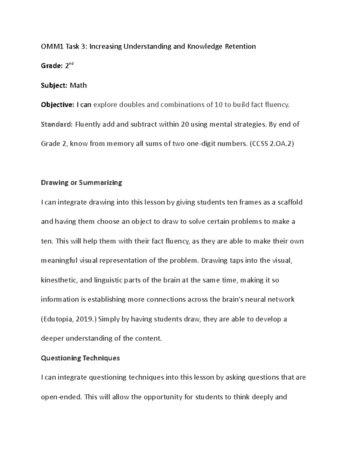 OMM1 Task 3 - OMM1 Task 3: Increasing Understanding and Knowledge ...