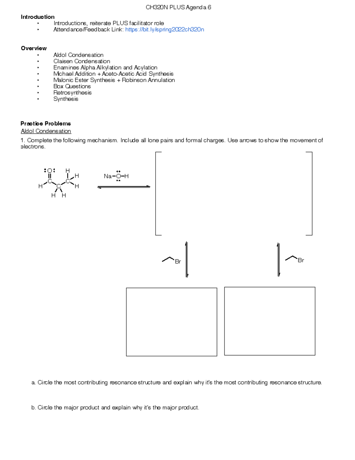 Exam 3 Blank practice - Practice Problems Aldol Condensation Complete ...