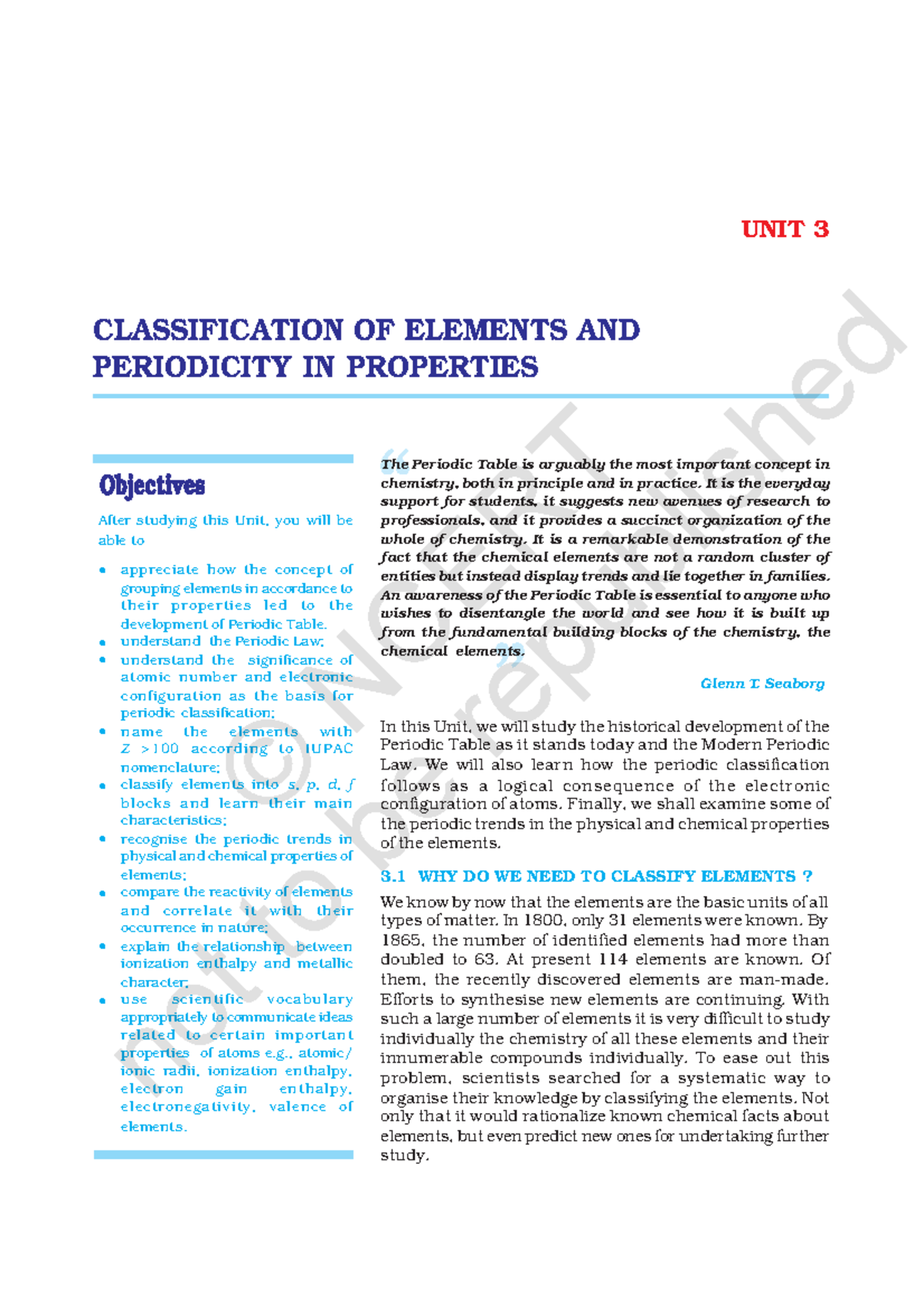 CBSE Class XI Chemistry Chap 3 - Classification OF Elements AND ...