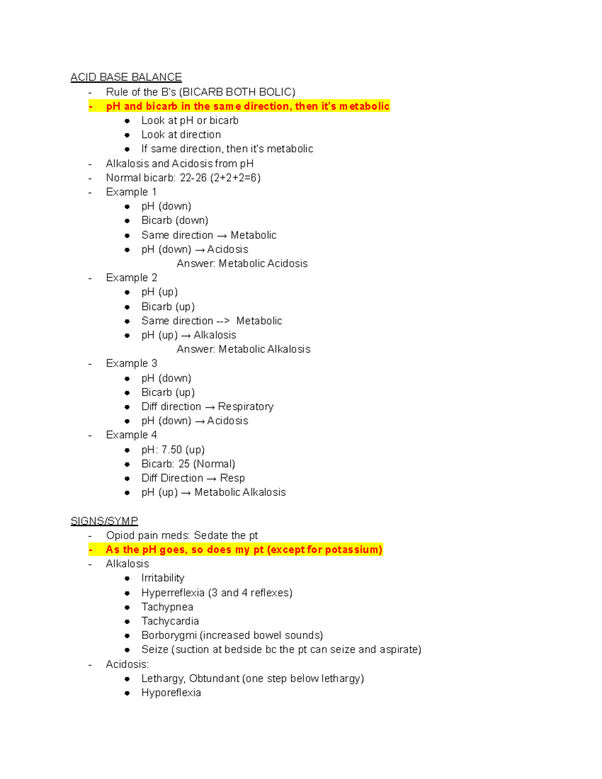 Acid Base AND Ventilators - ACID BASE BALANCE Rule of the B’s (BICARB ...