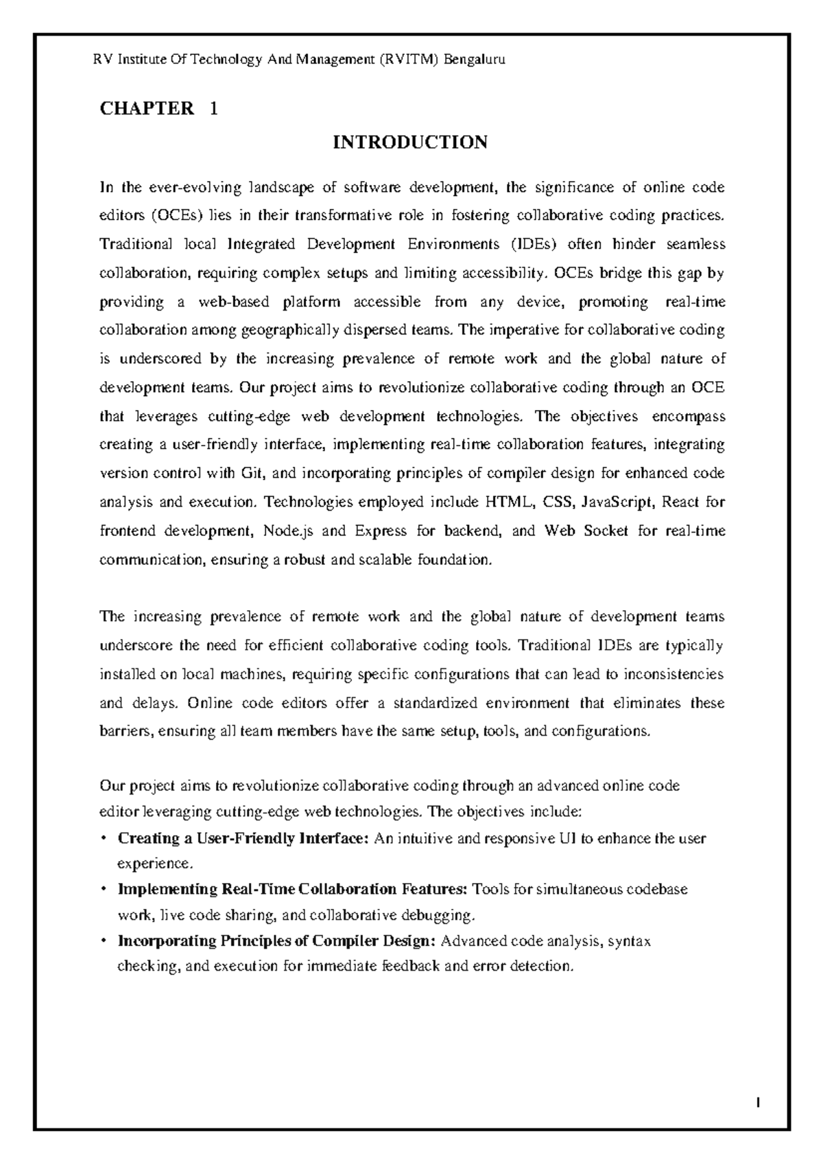 MP-Part2 - Report on online code editor - CHAPTER 1 INTRODUCTION In the ...