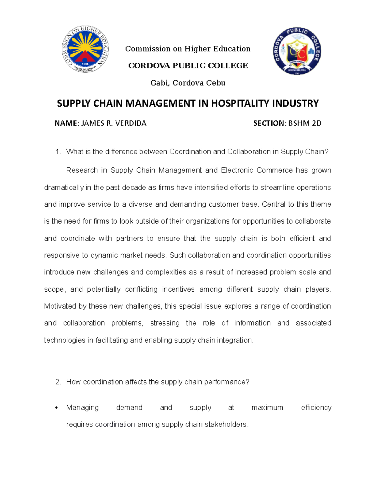 MR. Verdida- Module 9- Activity 1 - Commission on Higher Education ...