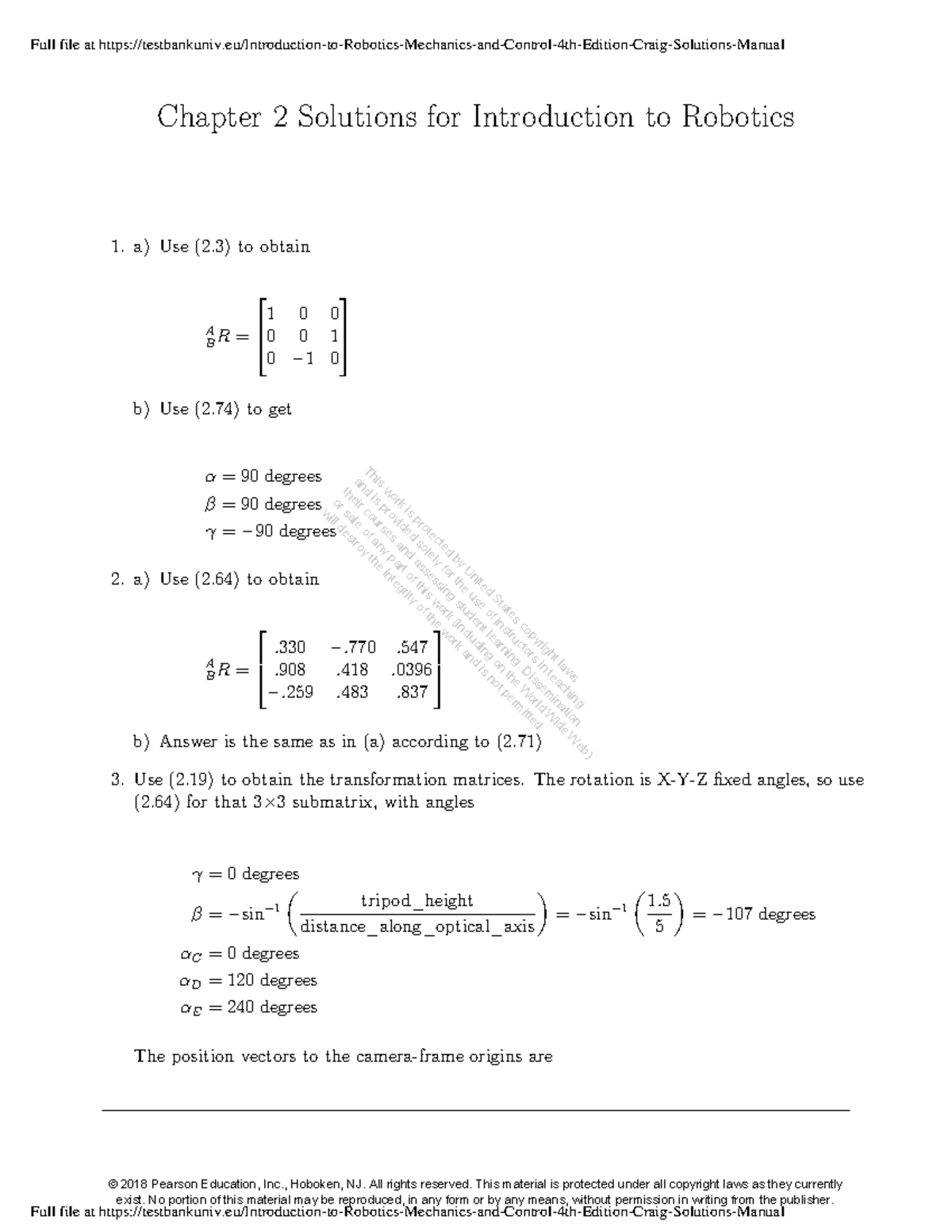 Robotics Practice materials - Chapter 2 Solutions for Introduction to ...