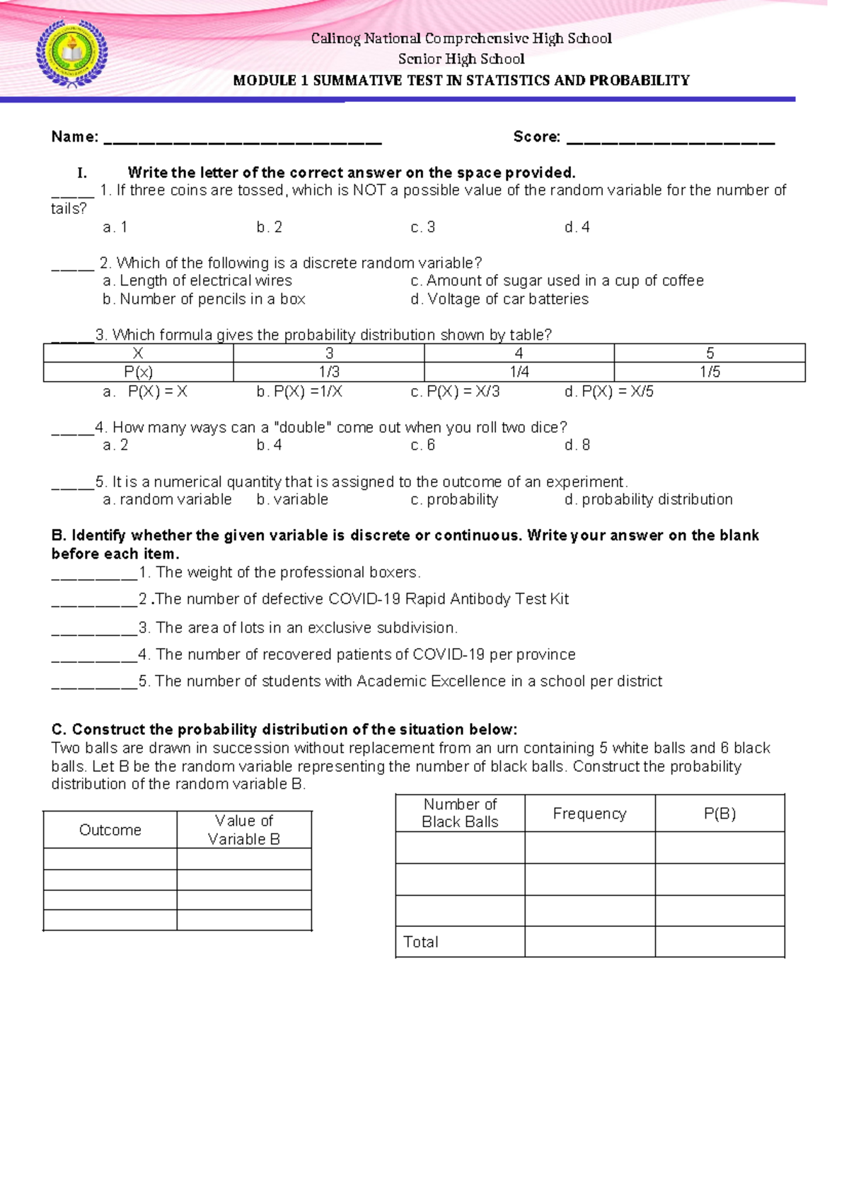 Module 1 summative - Calinog National Comprehensive High School Senior ...