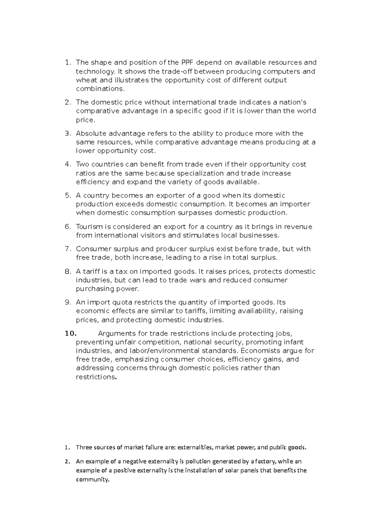 Micri exam - The shape and position of the PPF depend on available ...