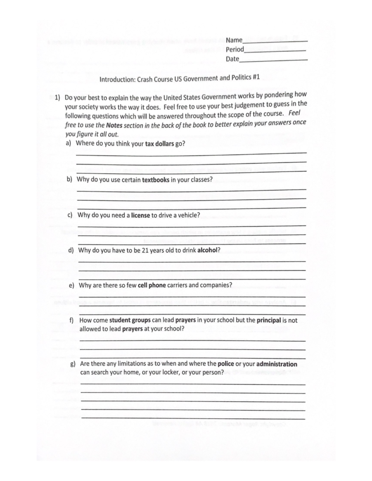 Introduction Crash Course US Government and Politics #1 - PPAI 1700Z ...