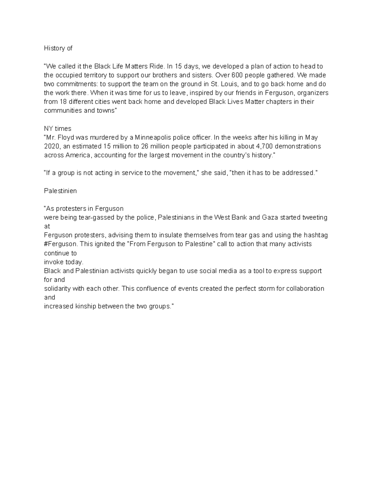 BLM readings - History of the Black Lives Matter Movement, Dr.Emily ...