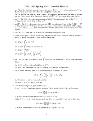 Tut1 matrix operations - MA 106 : LINEAR ALGEBRA : SPRING 2023 MATRIX OPERATIONS 1. Tutorial ...