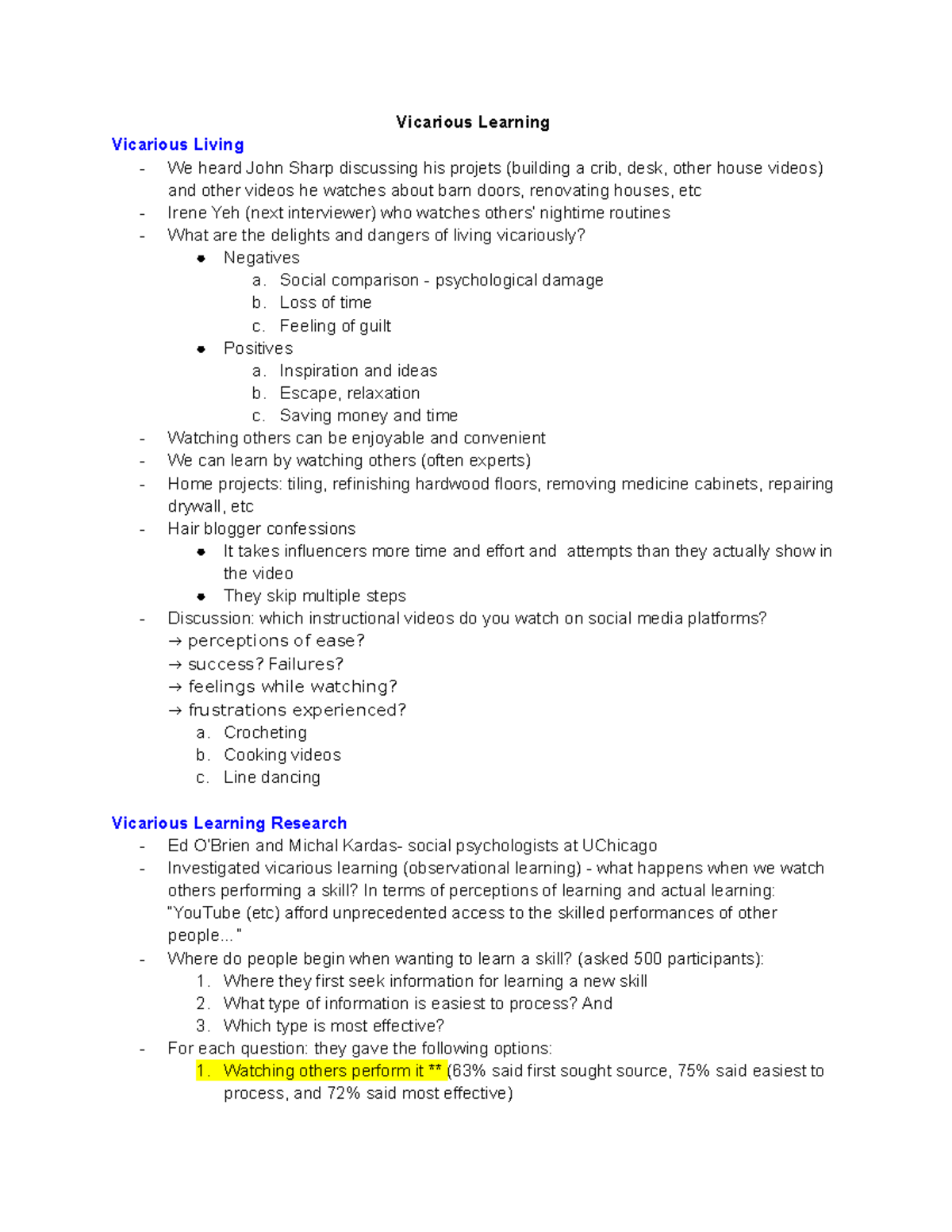 6- Vicarious Learning - Vicarious Learning Vicarious Living We heard ...
