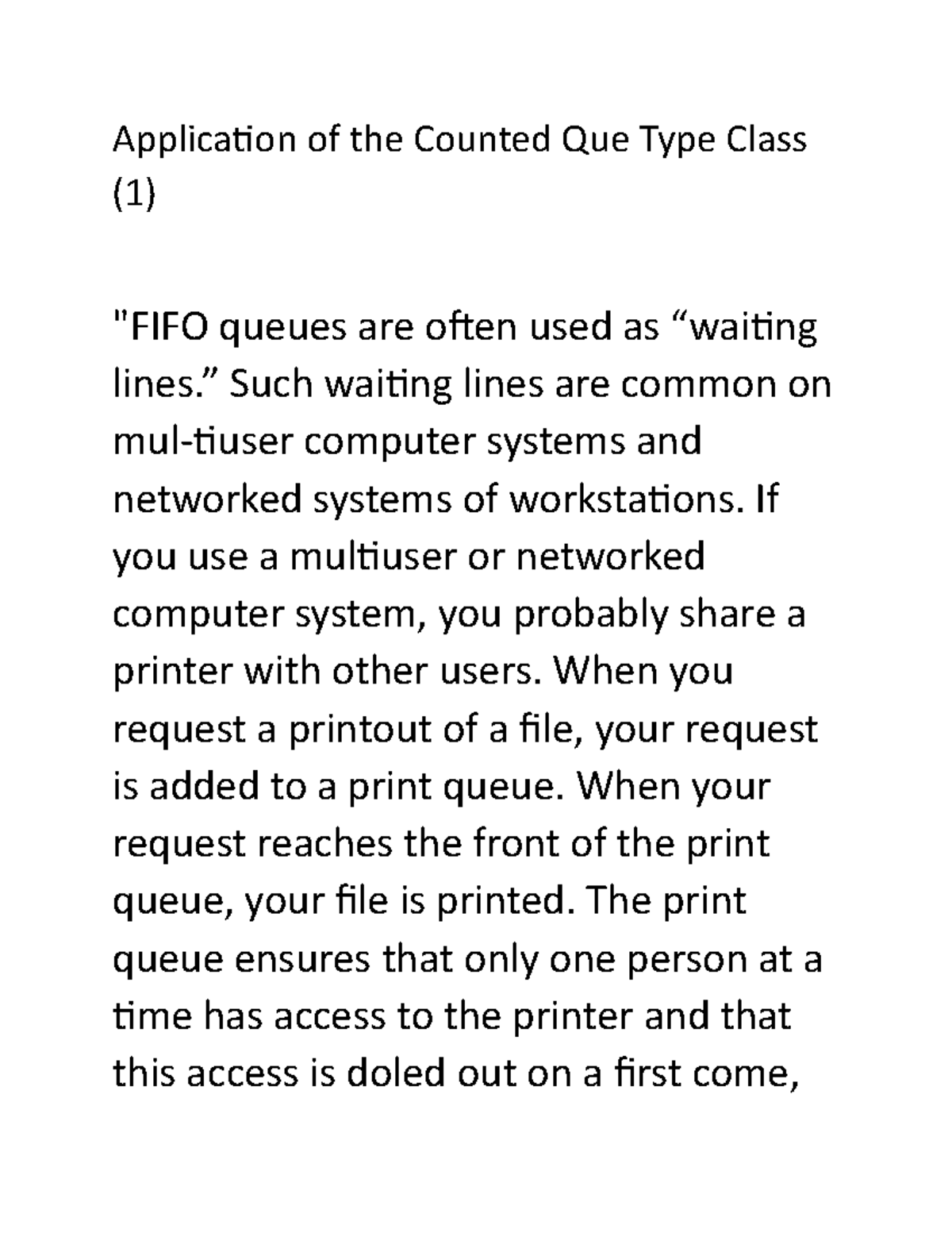 DS21 - DS Notes - Application of the Counted Que Type Class (1) "FIFO ...