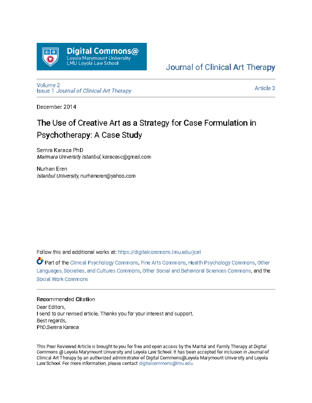 Creative Art as a Strategy for Case Formulation - lmu/jcat Part of the ...