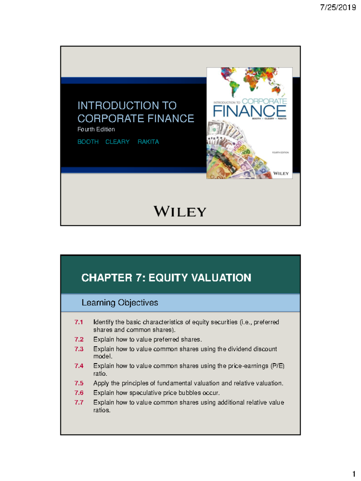 Ch07 - lecture notes - Fourth Edition INTRODUCTION TO CORPORATE FINANCE ...
