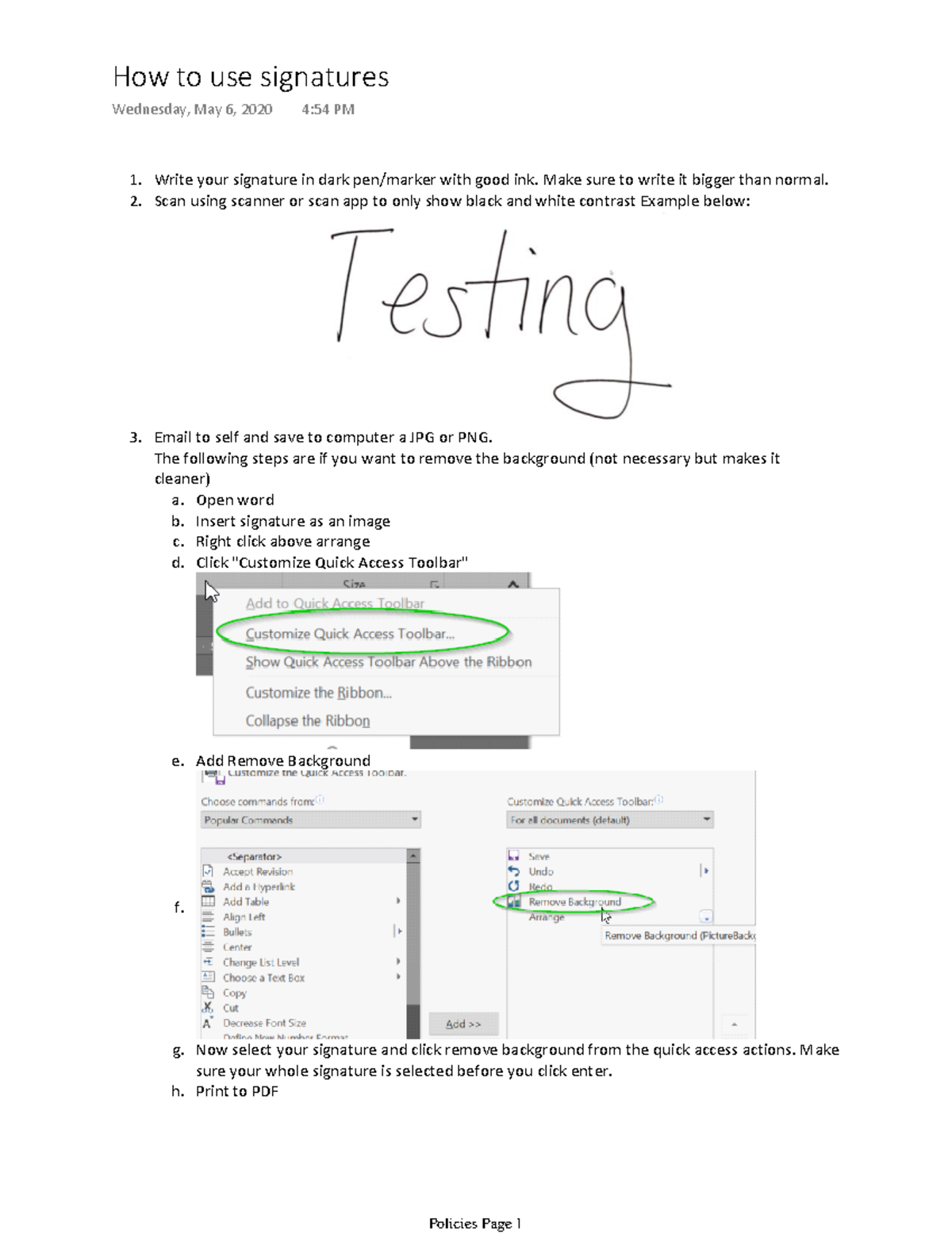 How to use signatures - Write your signature in dark pen/marker with ...