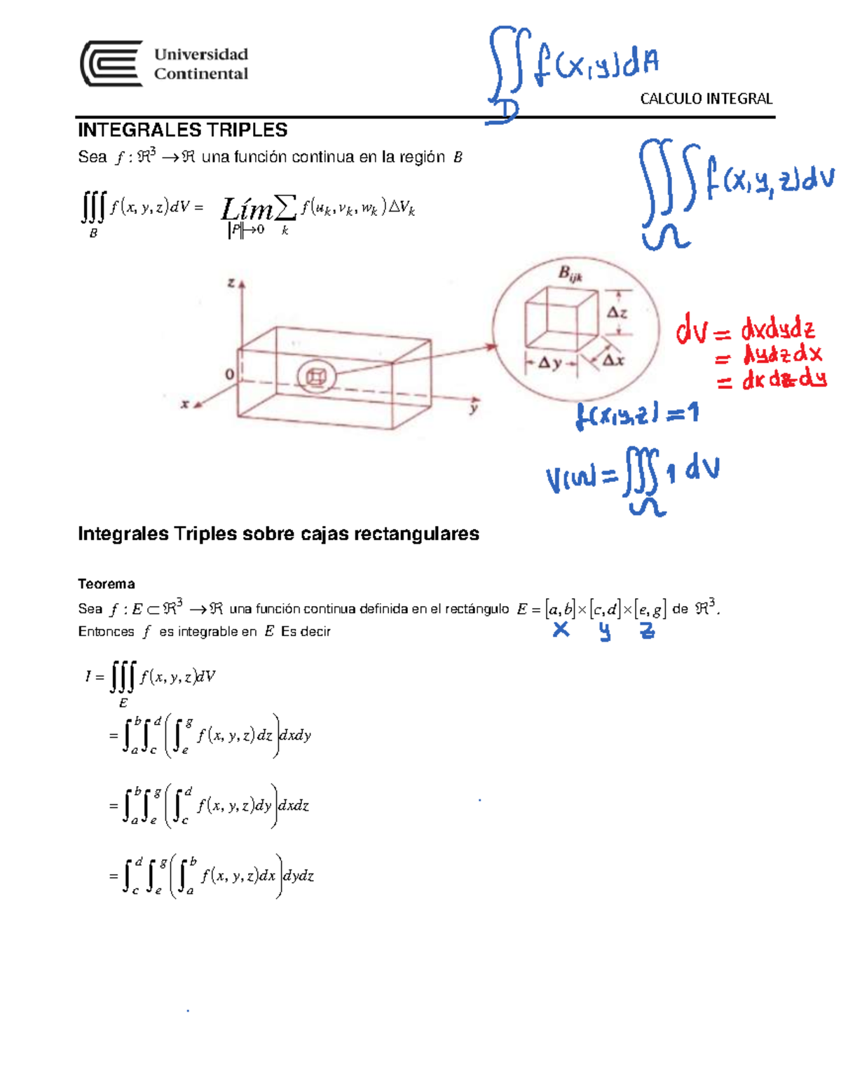Integrales Triples-A3 - INTEGRALES TRIPLES Sea f : 3 una función ...