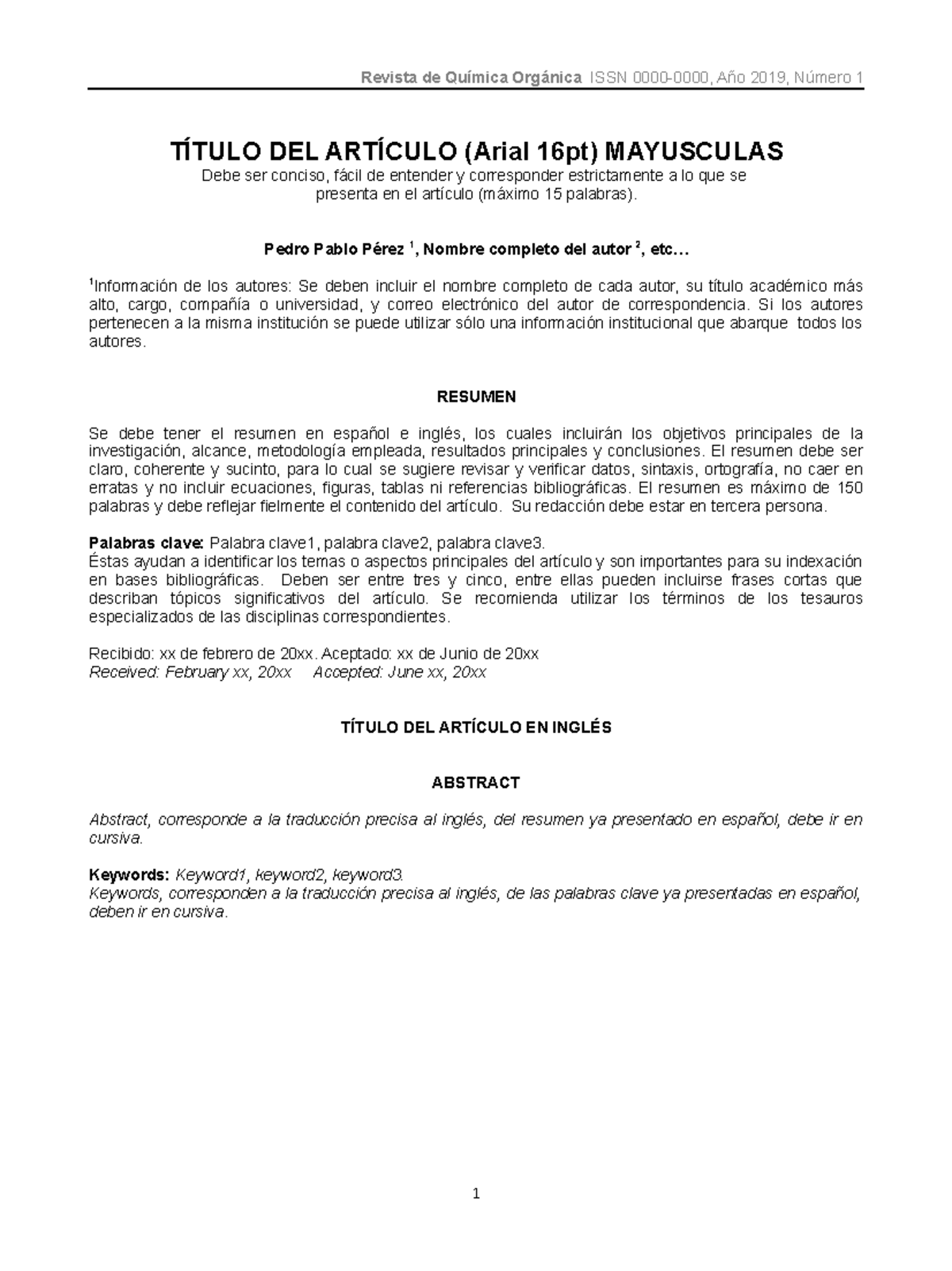 Formato Informe Practica Tipo Articulo Revista Politecnica - TÍTULO DEL ...