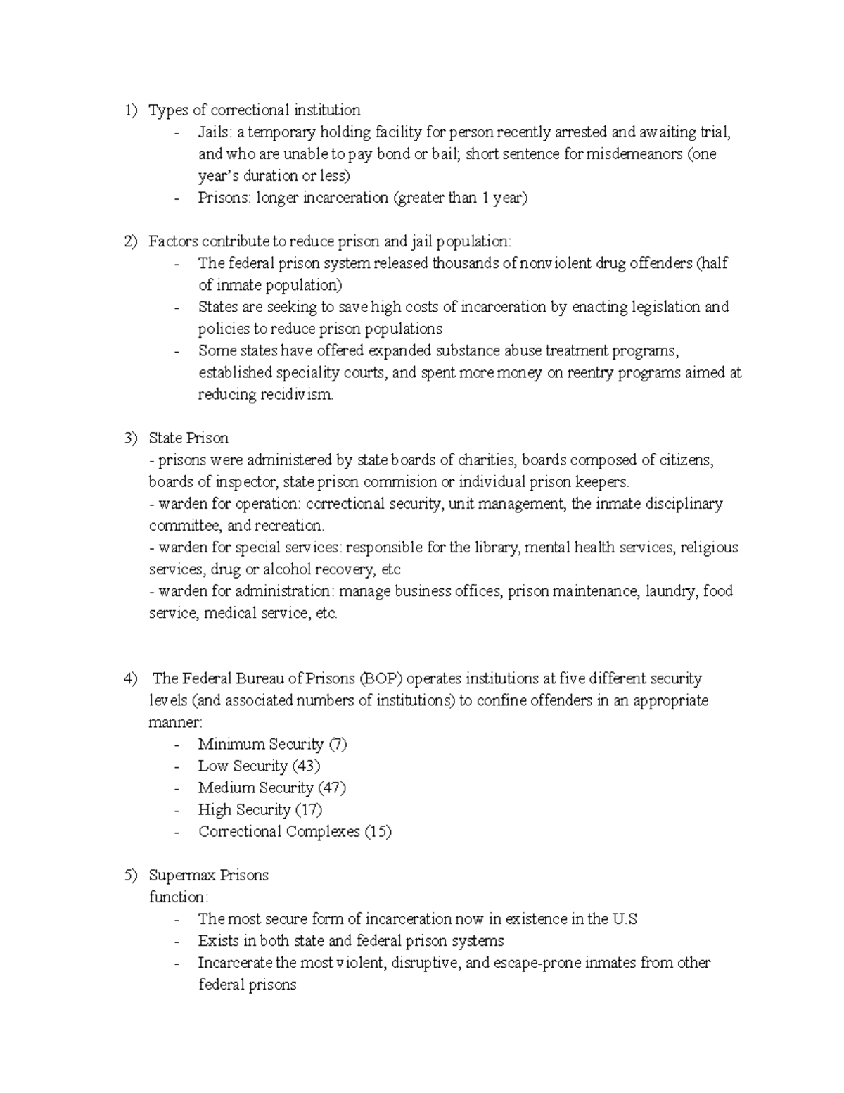 Chapter 12 - Text Reading and Assignment - Types of correctional institution Jails: a temporary ...