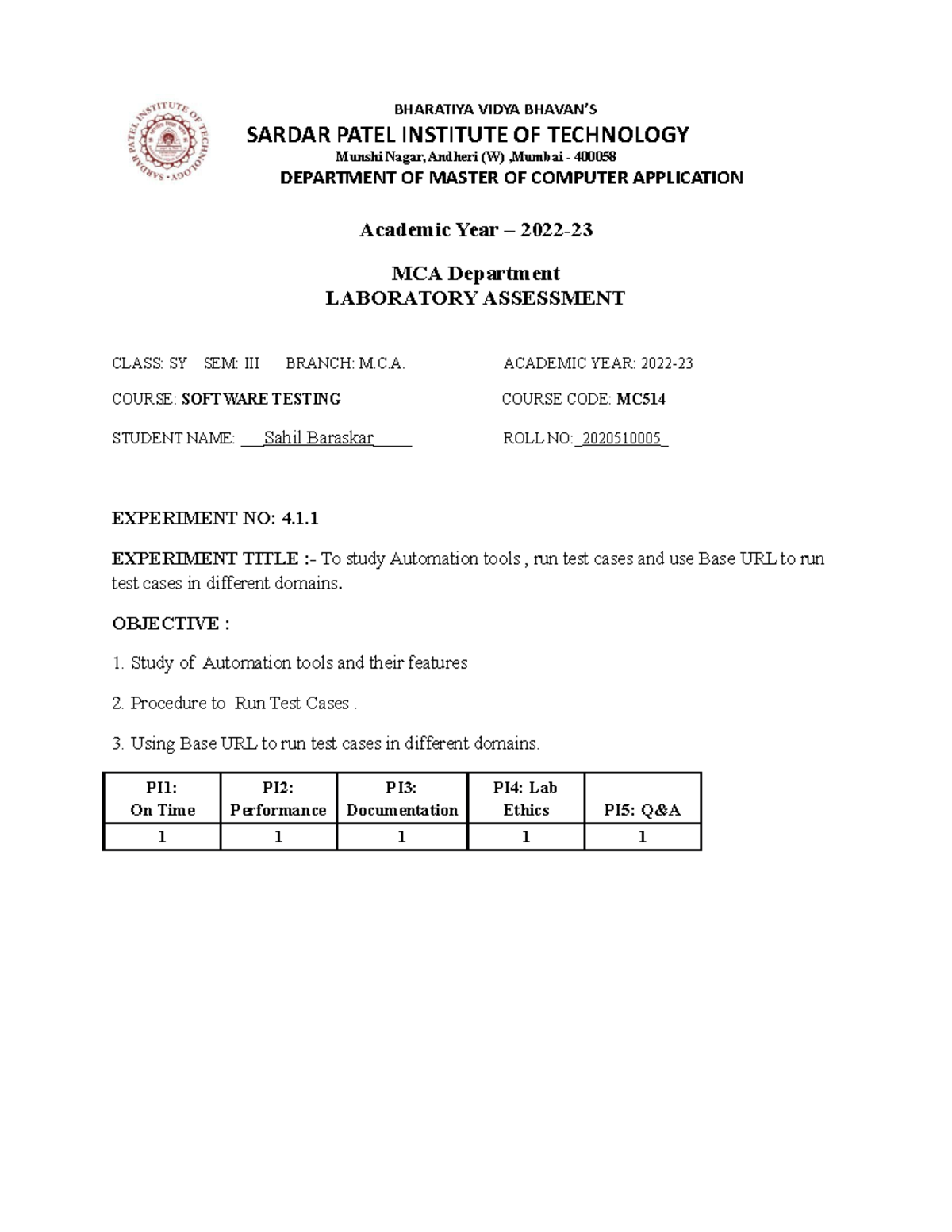 St selenium - This is study material - SARDAR PATEL INSTITUTE OF ...