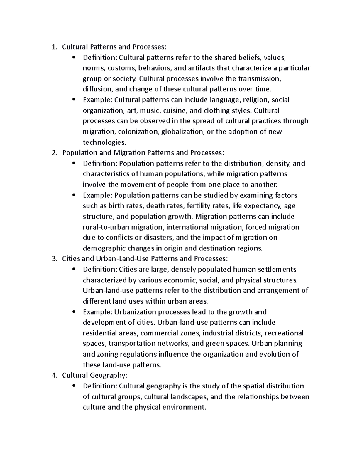 Human Geography Study Guide - Cultural Patterns and Processes ...