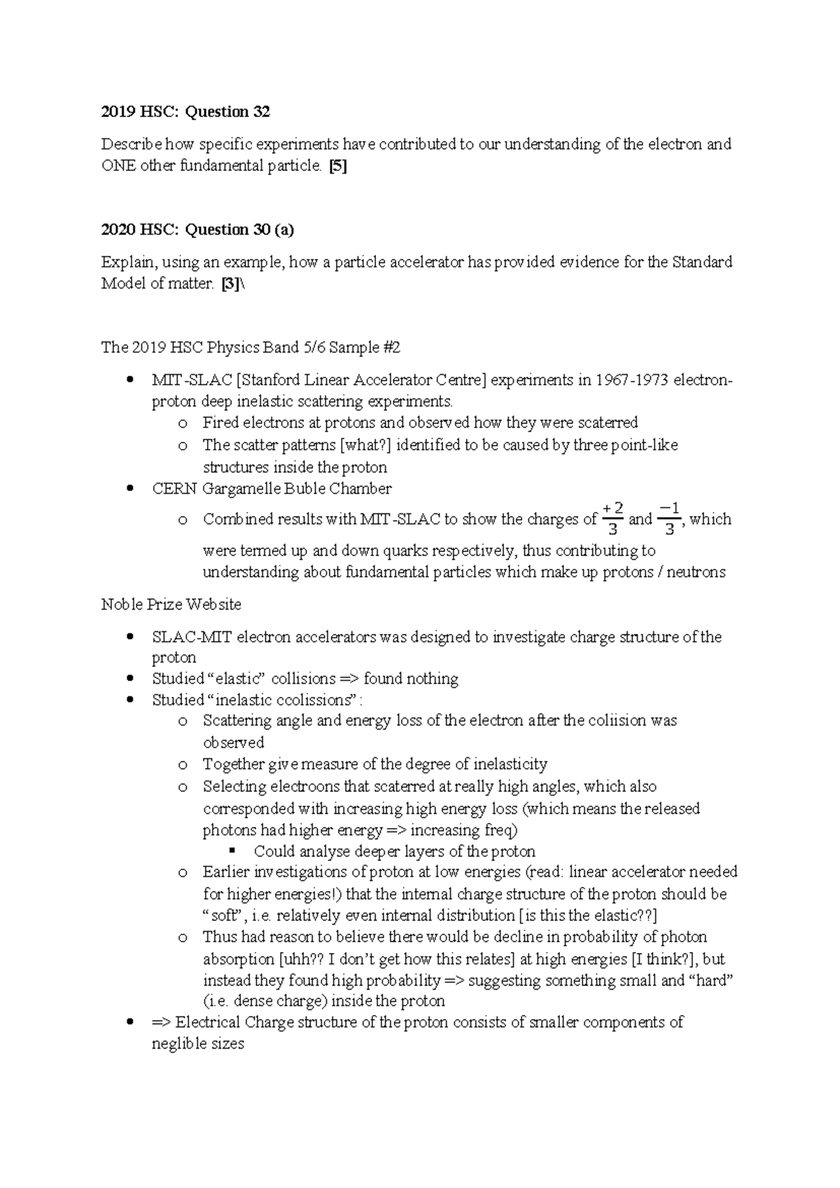 Standard Model 2019-20 HSC Questions - 2019 HSC: Question 32 Describe ...