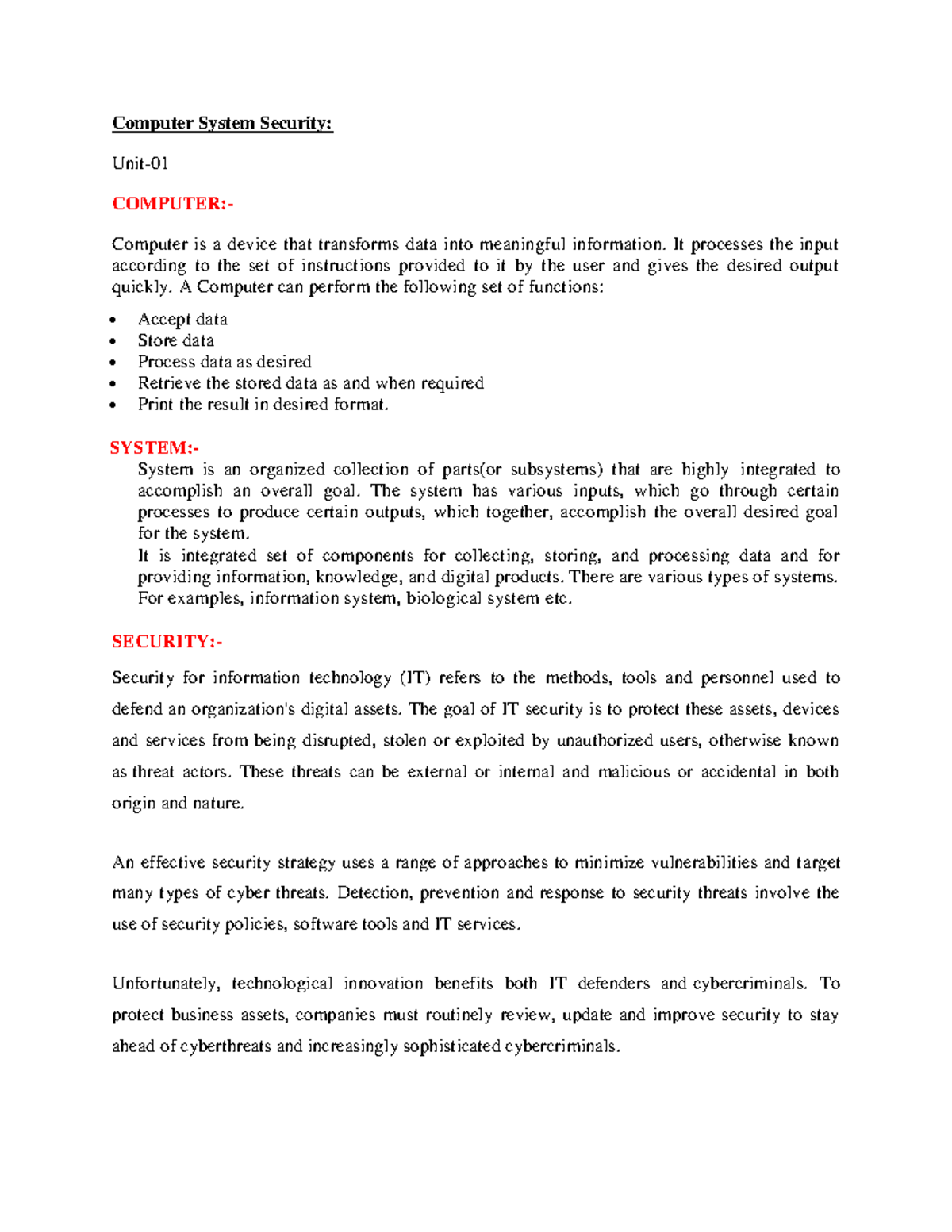 Css Unit 01 Part 01 Css Computer System Security Unit Computer Computer Is A Device That