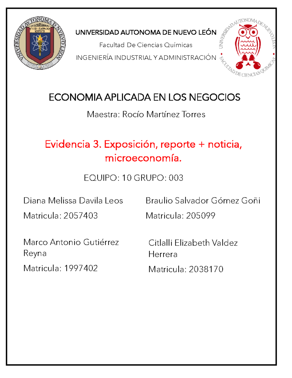EV3 EQ10 EAN - Economía - Álgebra lineal y sus aplicaciones (3a. ed ...