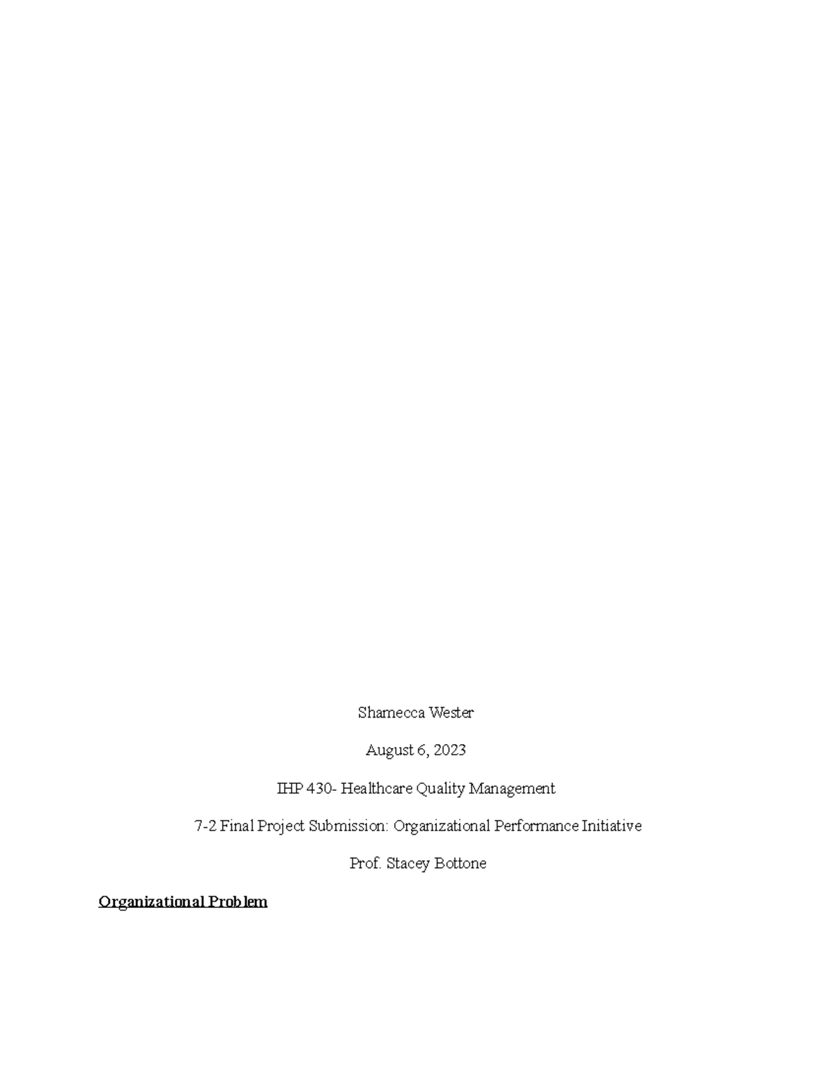 7-2 Final Project Submission; Organizational Performance Initiative ...