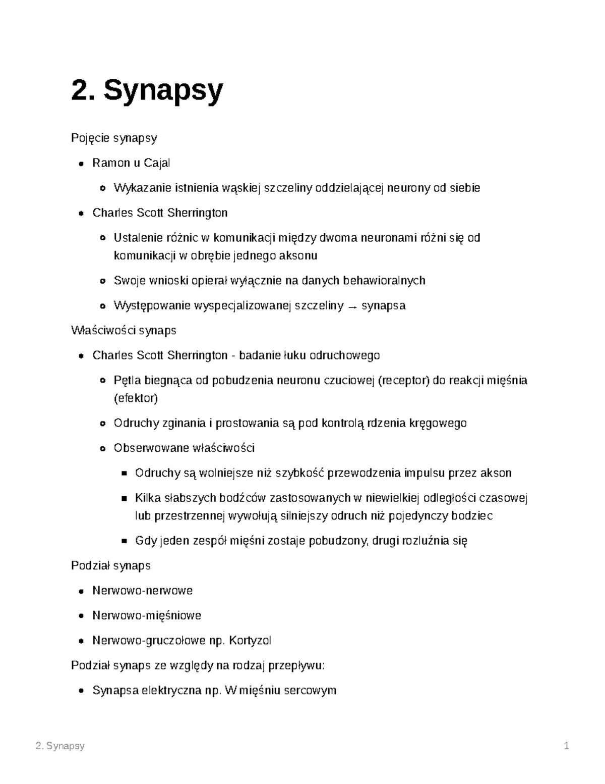 Synapsy i przewodnictwo nerwowe - 2. Synapsy Pojęcie synapsy Ramon u Cajal Wykazanie istnienia ...