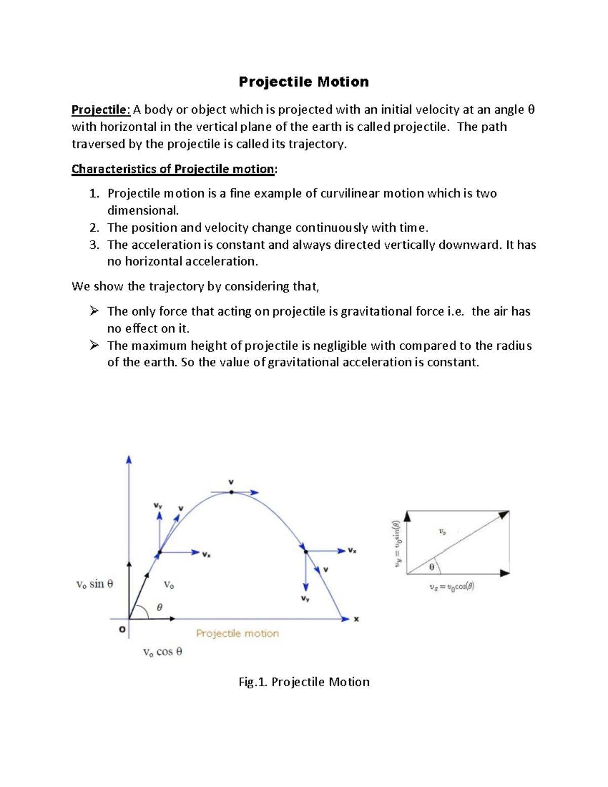 Projectile motion - Projectile Motion Projectile: A body or object ...