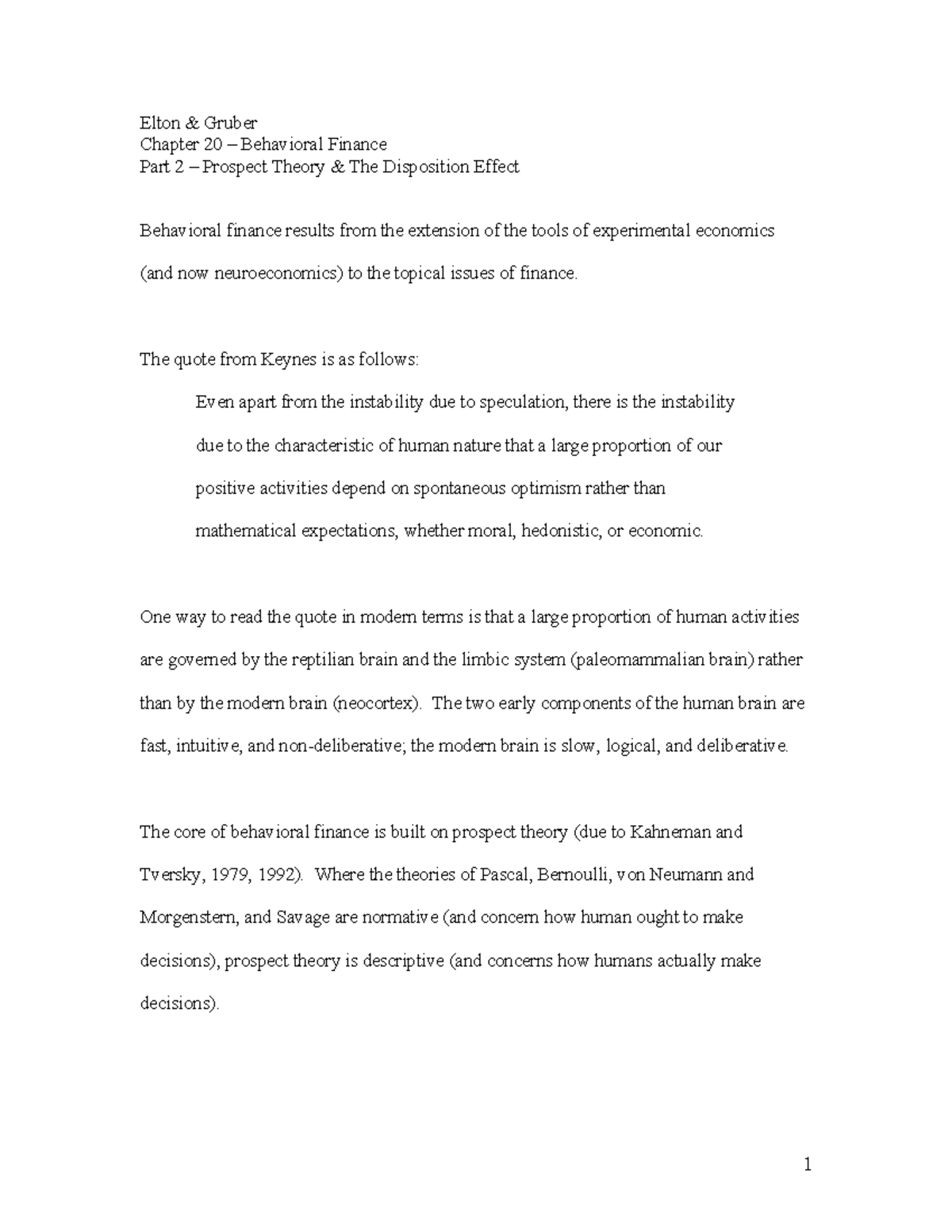 2 Elton-Gruber Ch 20 Notes PART 2 Dispo Effect copy - Elton & Gruber ...