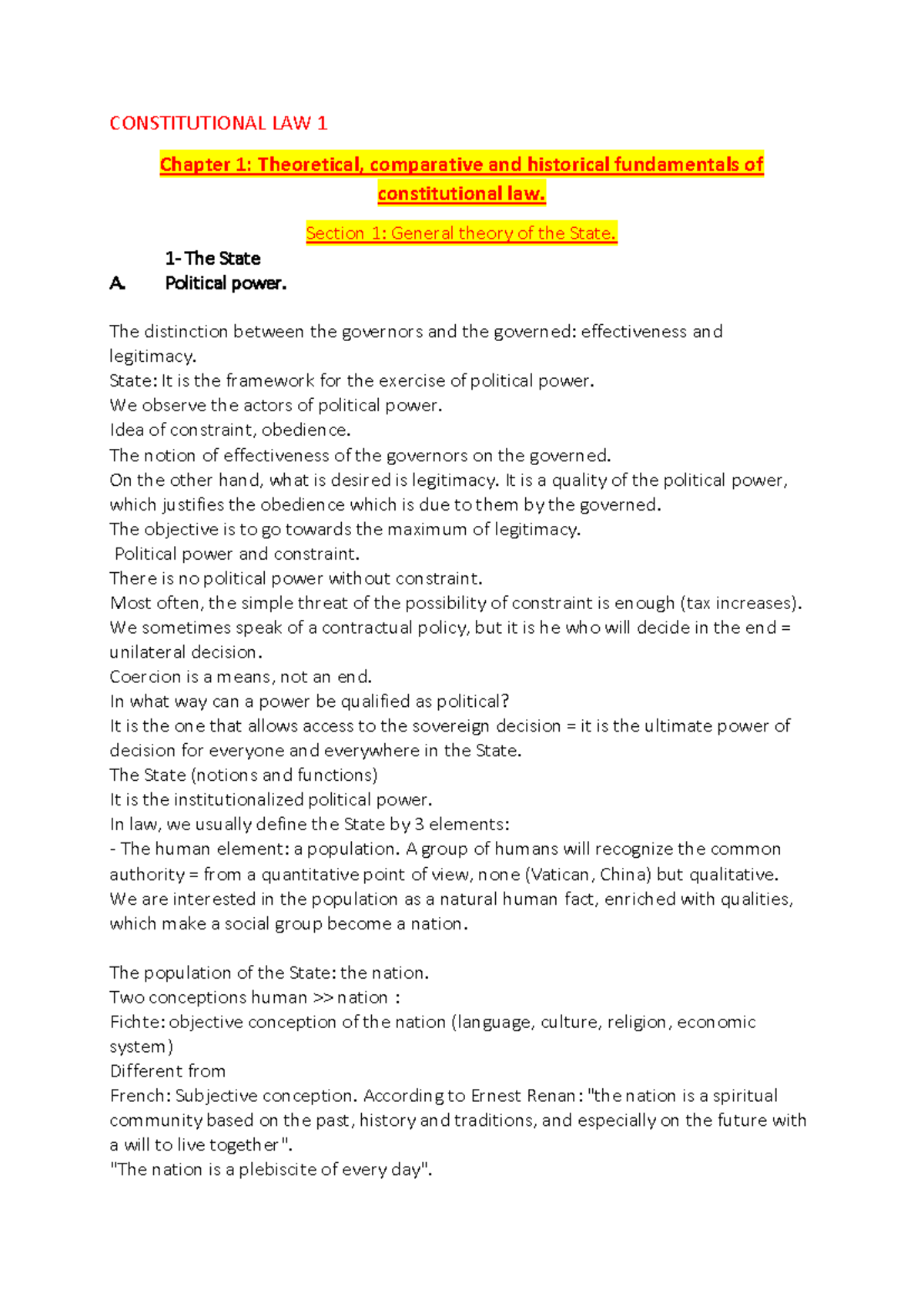 Constitutional LAW 1 - CONSTITUTIONAL LAW 1 Chapter 1: Theoretical ...