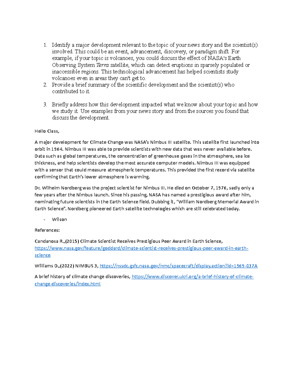 Discussion Mod 4 - 1. Identify a major development relevant to the ...