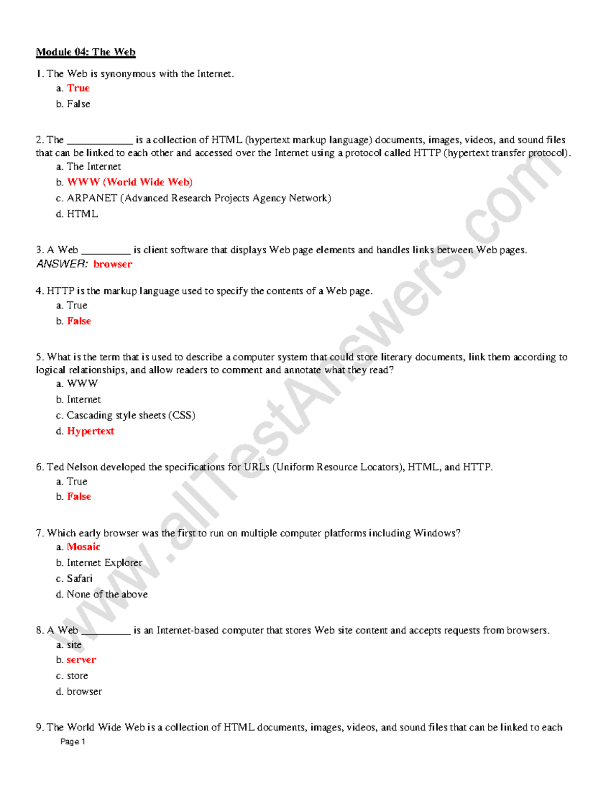 Chapter 4 - TB - The Web is synonymous with the Internet. a. True b. False The ____________ is a ...