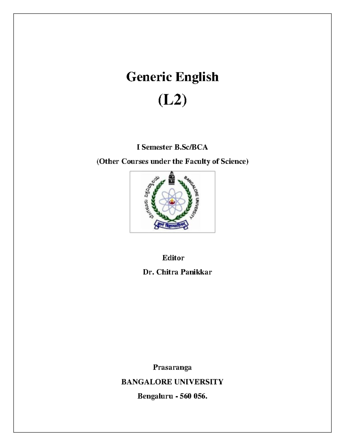 Generic English Science Text Book Generic English L2 I