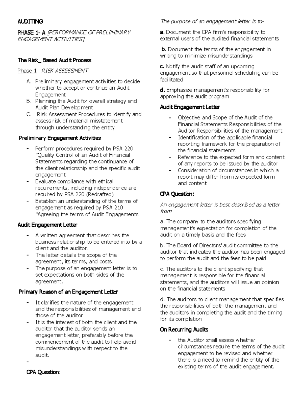 Audit Planning AND Cosideration - AUDITING PHASE 1- A [PERFORMANCE OF ...
