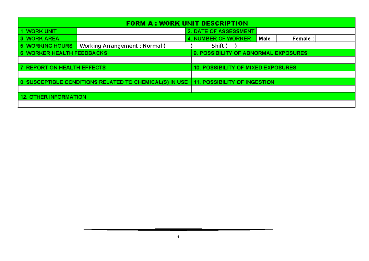 CHRA Forms - this form helps to do assignment regarding CHRA report ...